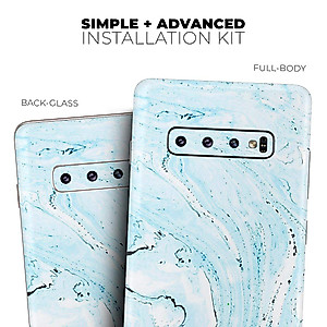 DesignSkinz Ocean Blue Textured Marble Protective Vinyl Decal Wrap Skin Cover Compatible with The Samsung Galaxy S20 (Screen Trim & Back Glass Skin)