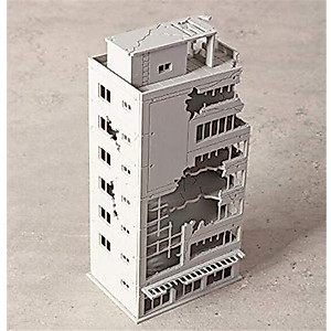 EatingBiting N Scale 1/144 1:144 Ruined Damaged Building After War Assembling Model Outland Realism Scene for DIY Sand Table Garden Micro Landscape Ornaments Decor Supply DIY Player Spray Painting
