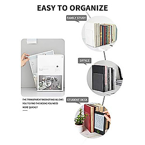 MSDADA Book Ends Clear Acrylic Bookends for Shelves, Book Ends for Home Office Library Decorative, Heavy Duty Book Ends, Book Stopper for Books, Movies, Magazines, Video Games, CDs (8pair/16pcs)