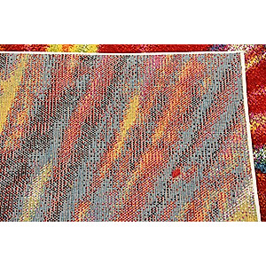 Unique Loom Lyon Collection Modern Abstract Tie-Dye Fireworks Area Rug, 5 x 8 Feet, Multi/Blue