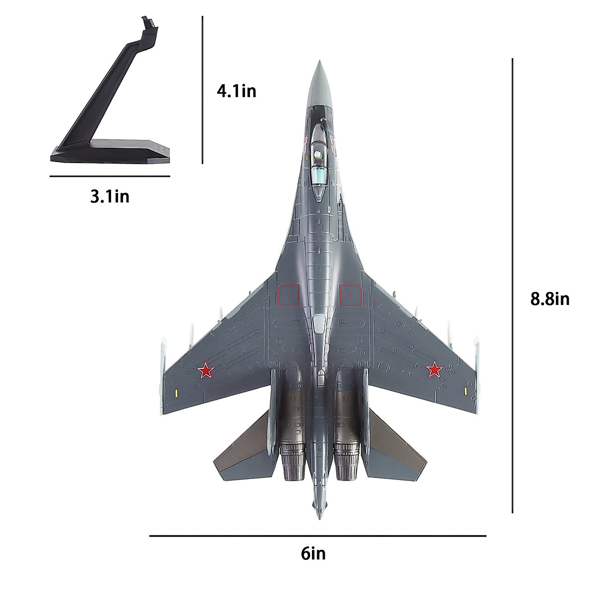 HANGHANG 1/100 Scale SU-35 Attack Plane Metal Fighter Military Model Fairchild Republic Diecast Plane Model for Commemorate Collection or Gifts, Purple