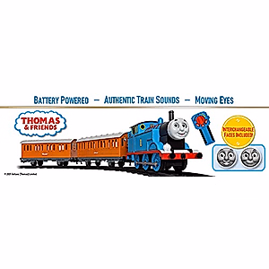 Lionel Battery-Operated Mattel Thomas & Friends Toy Train Set with Locomotive, Train Cars, Track & Remote with Authentic Train Sounds, & Moving Eyes for Kids 4+