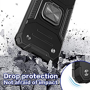 IDYStar Galaxy A21 Case with Screen Protector,Galaxy A21 Case,Shock Absorption Heavy Duty Drop Test Slim Cover with Car Mount Kickstand Lightweight Protective Phone Case for Samsung Galaxy A21, Black