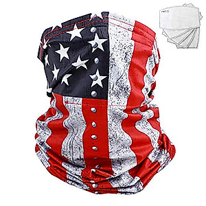 Scarf Bandanas Neck Gaiter with Filters, Face Mask Cover Balaclava for Men Women (Flag 03, One size)