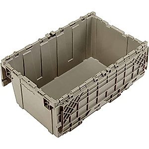 Global Industrial Distribution Container With Hinged Lid, 27-3/16x16-5/8x12-1/2, Gray