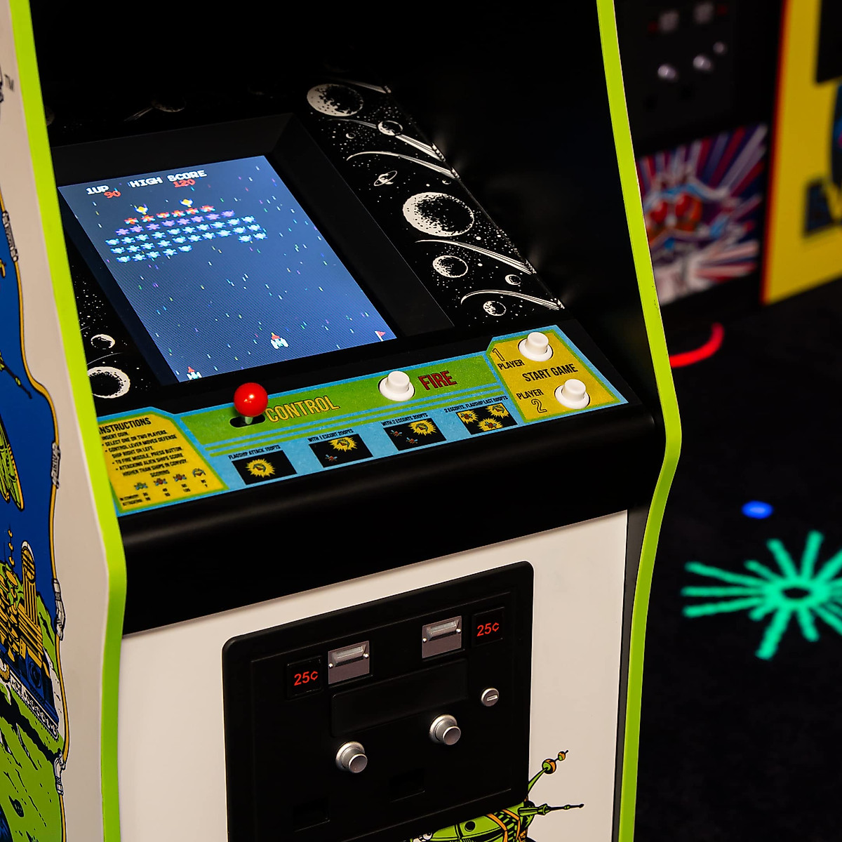 Quarter Arcades Official Galaxian 1/4 Sized Mini Arcade Cabinet by Numskull – Playable Replica Retro Arcade Game Machine – Micro Retro Console
