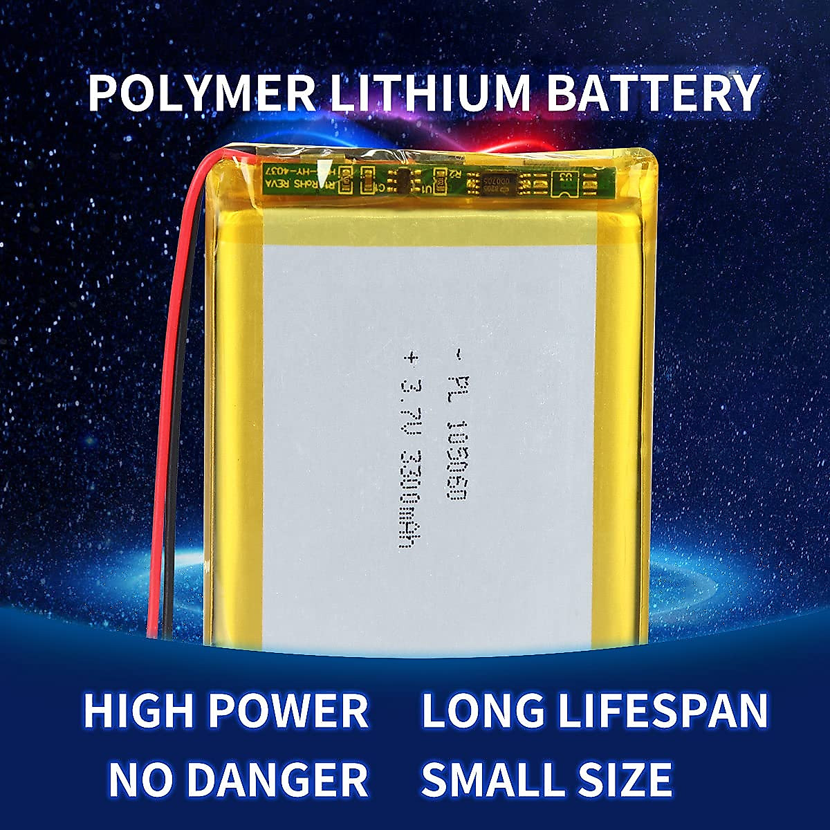 YTKavq 3.7V 3300mAh Battery 105060 Lithium Polymer Ion Rechargeable Li-ion Li-Po Battery with 2P PH 2.0mm Pitch Connector