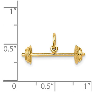 Solid 14k Yellow Gold Barbell Charm Pendant - 10mm x 22mm