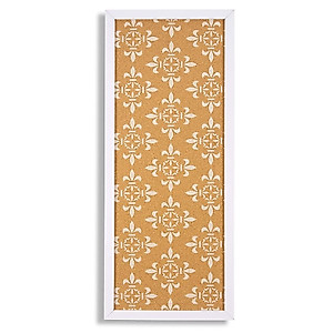 Long Decorative Cork Board for Walls, White Framed Tack Bulletin Board with Floral Print for Bedroom, Dorm Room (10 x 24 in)