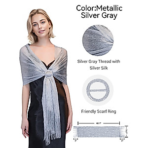 MissShorthair Women's Sparkle Shawls and Wraps for Party Dresses 01Metallic Silver Gray