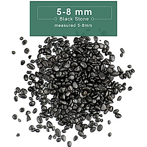 Black River Rocks, 2lb 6-9mm Natural Polished Pebbles, Small Decorative Indoor Plant terrarium Gravel, Succulents Cactus Bonsai Landscape Stone for Fish Tank, Vase Fillers, Home Decor and Fairy Garden