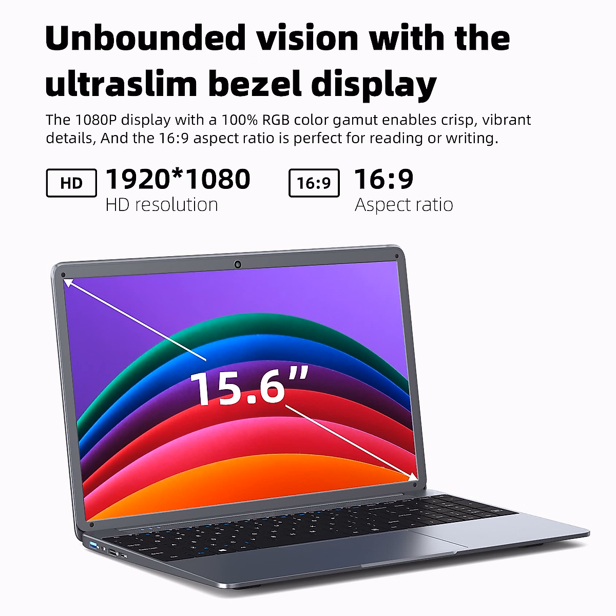 SGIN Laptop 12GB RAM 512GB SSD, 15.6 Inch Laptops with Intel Celeron Quad-Core Processor(up to 2.9 GHz), Full HD 1080P Screen, Mini HDMI, 2.4/5.0G WiFi, Webcam, Bluetooth 4.2, Grey