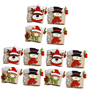 DOITOOL 12 Pcs Rustic Can Sleeves Nativity Decor Linen Cup Sleeve Snowman Cup Sleeve Drink Cups Sleeve Holiday Can Cover Coffee Cup Sleeve Decorative Cup Iced Coffee Cover Christmas Glass