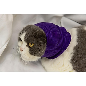 Cat No Flap Ear Wrap DDFS Wrap Snood Pet Noise Cancelling Headphones for Dogs Ear Wrap for Cats Small Purple S