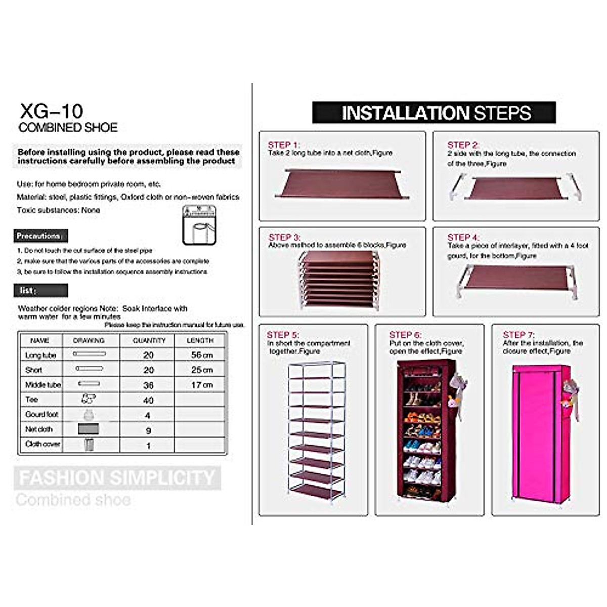 Shoes Rack with Cover, 10 Tier Shoes Organizer, Sneaker Rack with Dustproof Nonwoven Fabric Cover, Portable Shoe Rack Organizer , Fabric Shoes Rack Holds 27 Pairs, shoe storage cover (Grey)