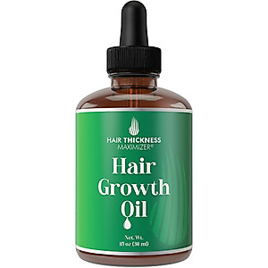 Hair Growth Oil for Hair Thickening & Moisturizing, 10+ Nurturing Vegan Ingredients for Women & Men with Dry, Frizzy, Weak Hair, Scalp Serum Treatment with Black Castor, Peppermint Oils 1oz