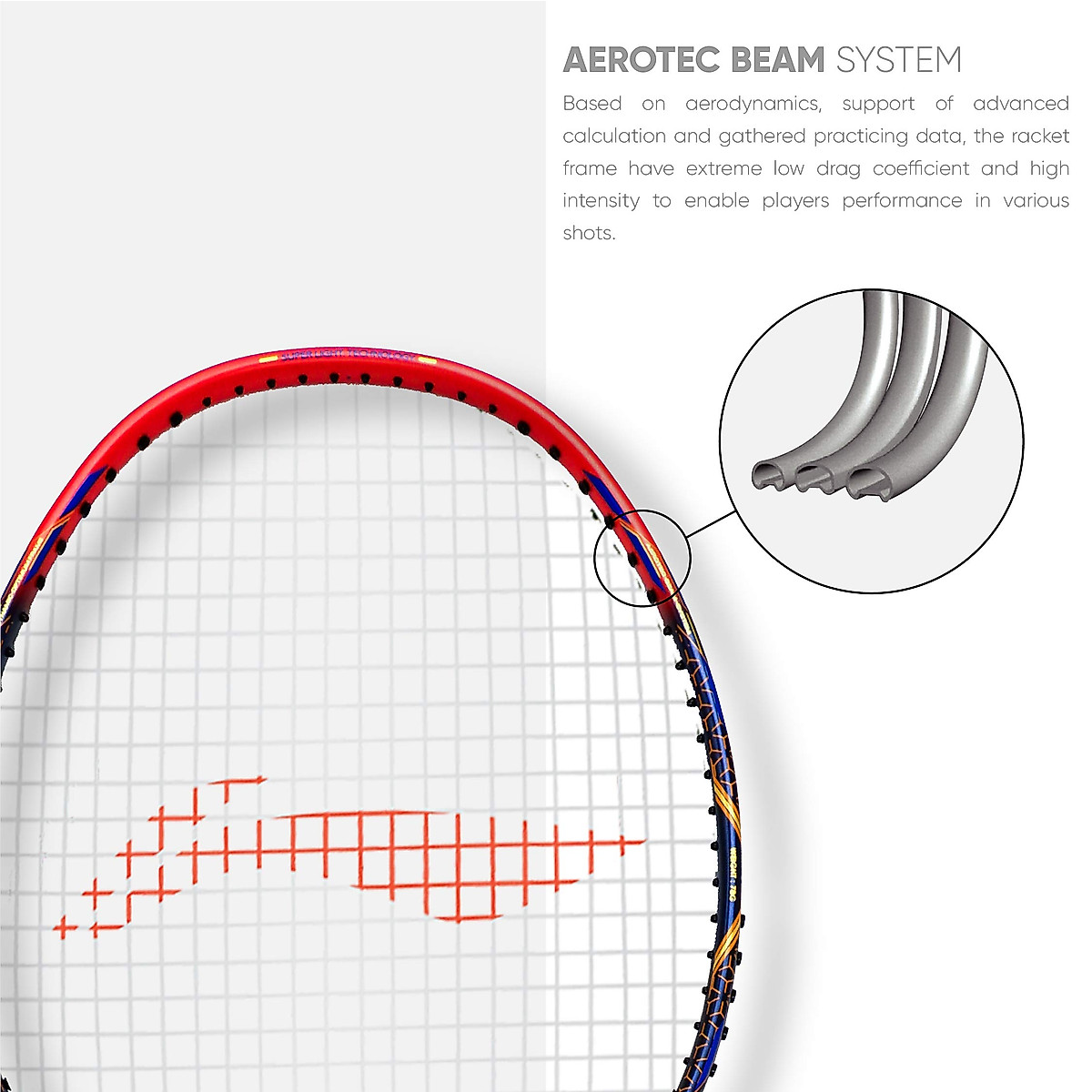 Li-Ning G-Force Superlite 3500 Carbon Fiber Unstrung Badminton Racket with Full Cover (Navy, Red) (AYPQ094-5)