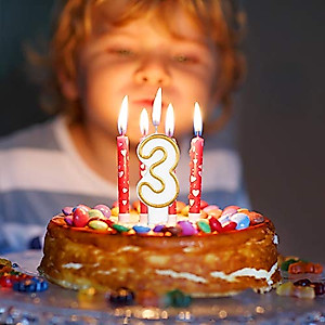 10 Pieces Cake Number Candles Birthday Numeral Candles Numbers 0-9 White Candles with Golden Edges Cake Topper Candle Decoration for Wedding Birthday Party Supply