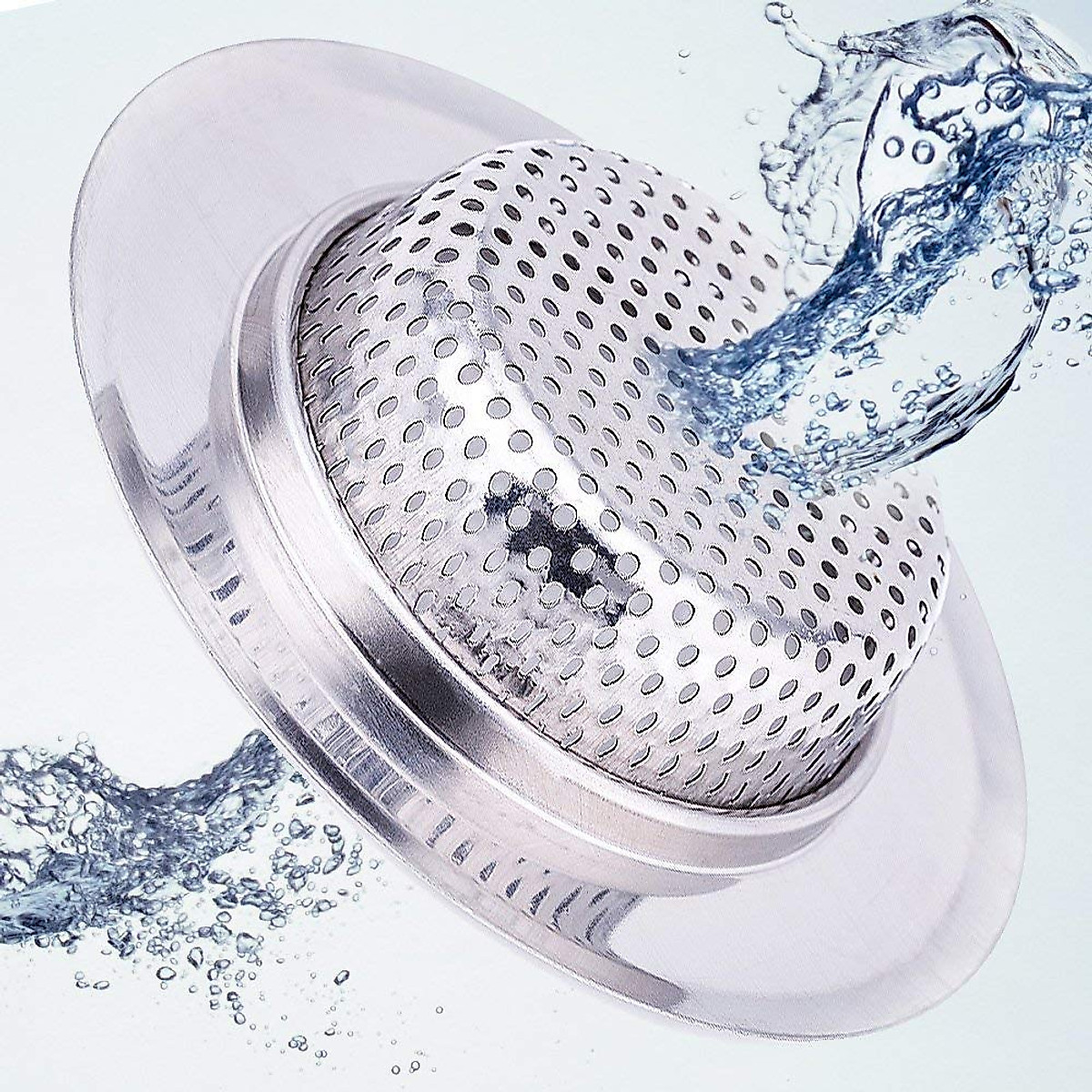 Woogor 2 Pcs Kitchen Sink Strainer Heavy Duty Stainless Steel Strainer Kitchen Drain Basin Basket Filter Stopper Drainer Sink Jali