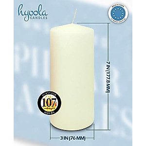 Hyoola Ivory Pillar Candles 3x7 Inch - Unscented Pillar Candles - 6-Pack - European Made