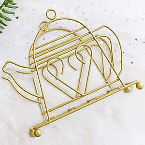 Gold Napkin Holder For Kitchen Dining Table, Standing Upright Metal Paper Napkin Holders, Creative Teapot Design Tissue Dispenser Home Farmhouse Tabletop Decoration