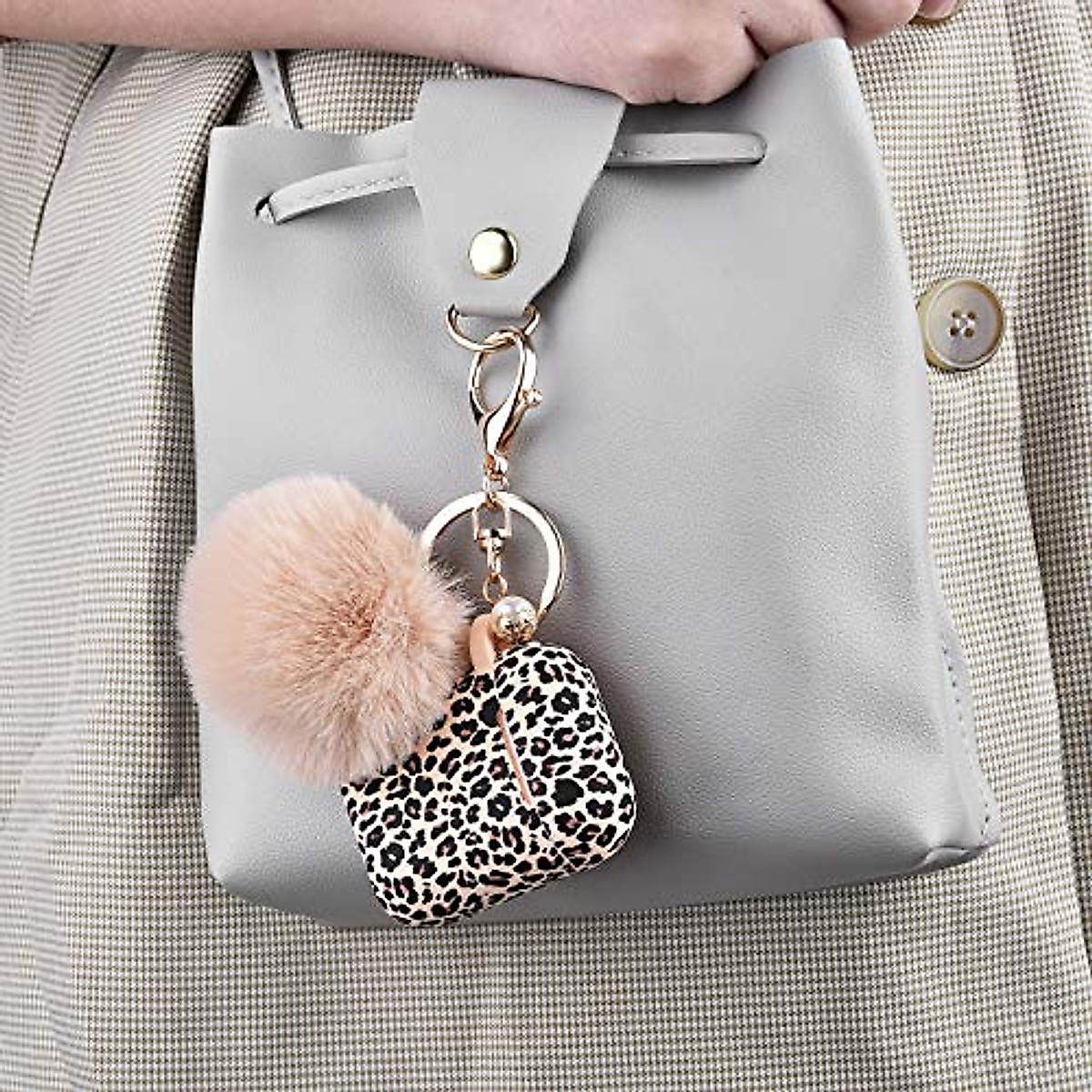 AIRSPO Airpod Case Airpods Case Cover for Apple AirPods 2&1 Silicone Protective Skin Cute Airpod Case for Girls with Pom Pom Fur Ball Keychain/Strap/Accessories (Leopard Print+Fur Ball)