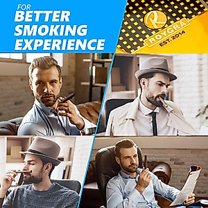 roygra Cigar Ashtray with Cigar Cutter Set, Handmade Gilt Ceramic Ashtray with Enlarge Guillotine, Enlarge V-Cut, Cigar Punch (Orange)