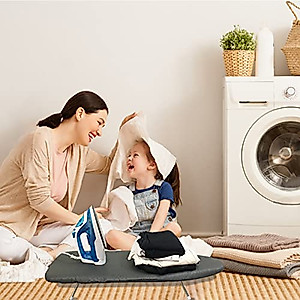 Fayaww Small Tabletop Ironing Board 12x29inch, Lightweight Ironing Board with Stable Legs,Heat Reflective Cover and Hanging Hook,Black