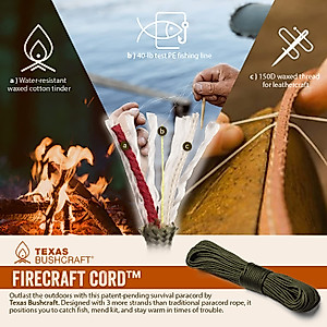Texas Bushcraft Fire Starter - 3/8" Thick Ferro Rod with Striker and Paracord Wrist Lanyard – Waterproof Flint Fire Steel Survival Lighter for Your Camping, Hiking and Backpacking Gear