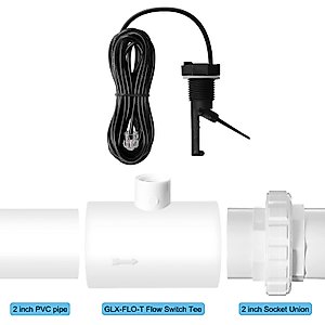EXCELFU Flow Switch for Hayward Goldline Salt Chlorine Generator System, Pool Flow Sensor for Hayward Salt Cell Aquarite, Flow Switch Assembly GLX-FLO-RP with 15-Feet Cable