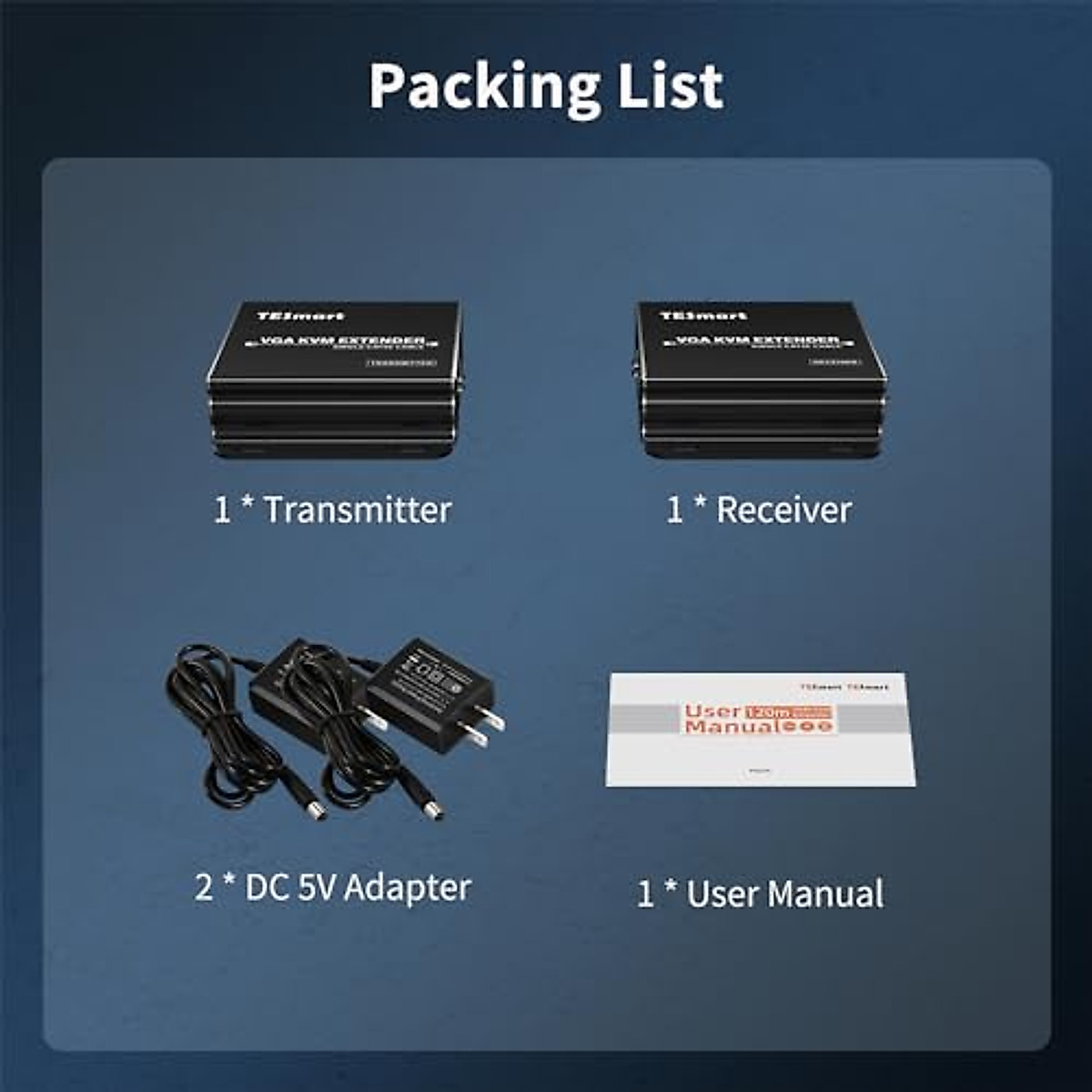 TESmart 1080P 60Hz Long Range 984ft USB VGA KVM Extender Over Cat5e Cat6 Ethernet Cable (up to 984ft/300m, Sender+Receiver)