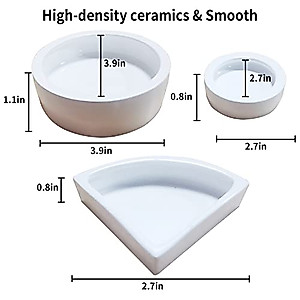 Reptile Food Water Bowl Set Lizard Feeder Ceramics Bowls Worm Live Fodder Container for Bearded Dragon Chameleon Lizard Hermit Crab Gecko Tortoise Spider Pet 3 Pieces