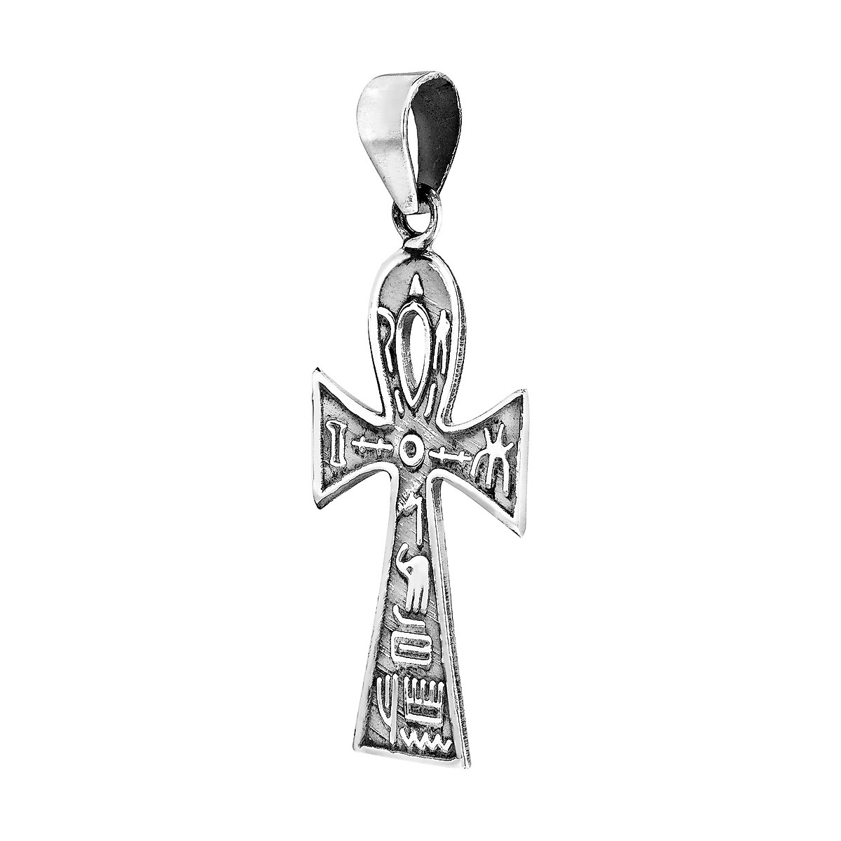 AeraVida Eternal ANKH Cross With Hieroglyphics .925 Sterling Silver Pendant | DIY Ankh Cross Charm for Men Accessories | Fashion Jewelry