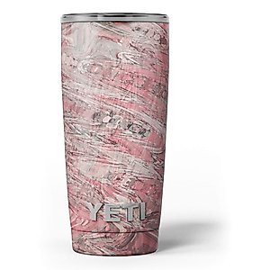 Design Skinz Red Slate Marble Surface V40 - Skin Decal Vinyl Wrap Kit Compatible with The Yeti Rambler Cooler Tumbler Cups
