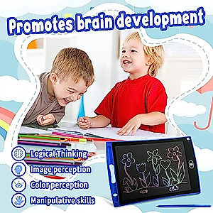 GyTeck LCD Writing Tablet for Kids Toddler Colorful Drawing Board Electronic Erasable Doodle Pad Adults Learning & Education Preschool Toys for Baby Girl Boy Gifts Travel Games Activity 8.5 Inch Blue