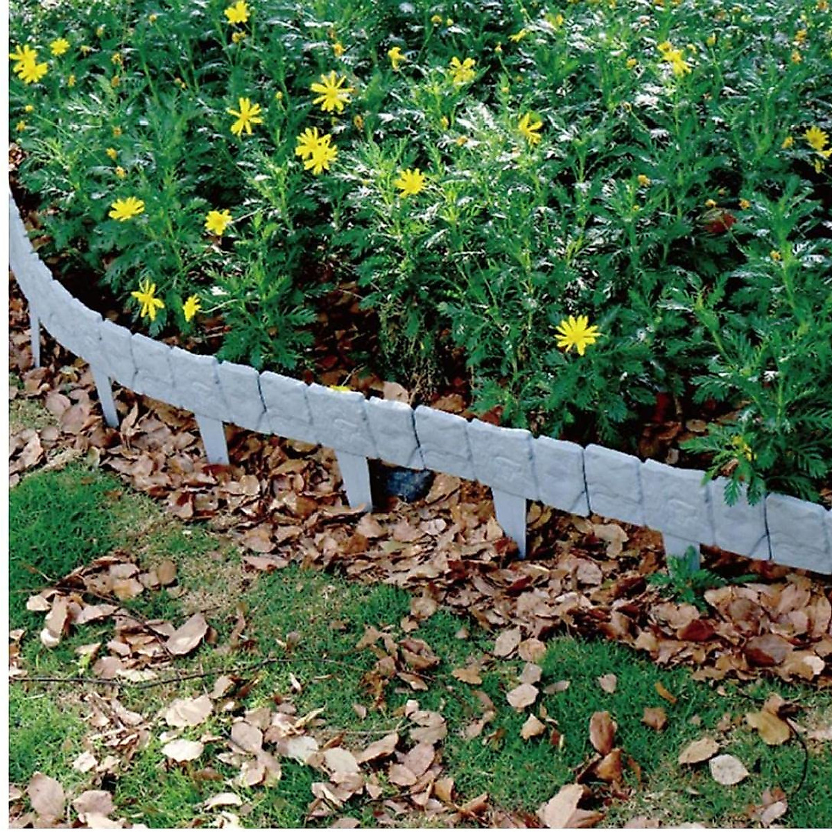 Onsinic 20pcs Lawn Stakes Garden Border Edging Stones Effect Fence Decorative Flower Bed Edging for Lawn Landscape