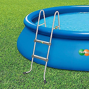 YUEWO 36" 2-Step Steel Frame Above Ground Swimming Pool Ladder with Non-Slip Plastic Steps for Entry and Exit System Swim Pools