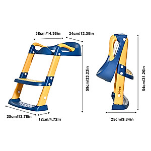 Potty Training Toilet Seat with Step Stool Ladder PU Padded, MateYunkids Foldable Potty Training Chair Seats with Safety Handle, Anti-slip Step Stool Pads for Kids Toddlers