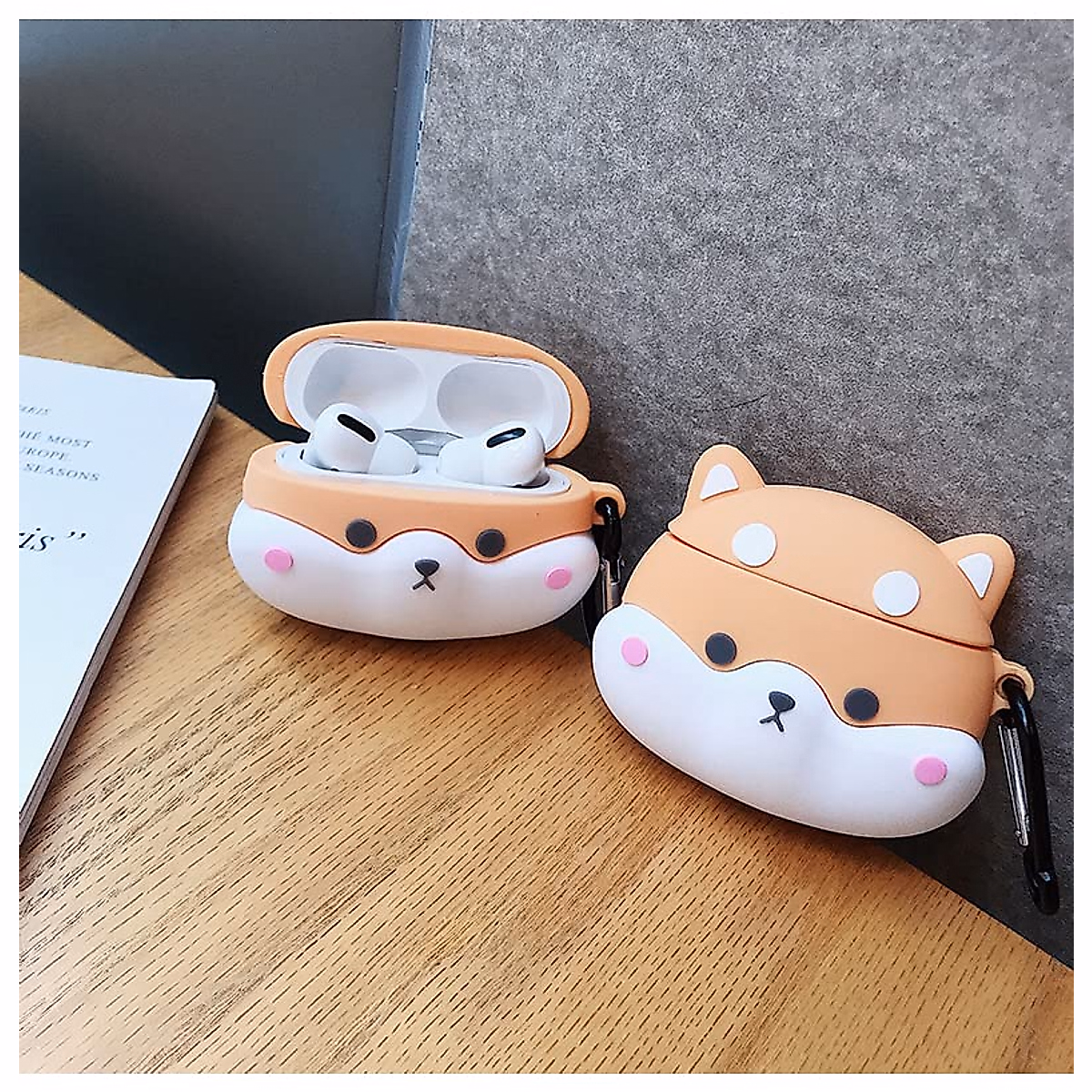 Shiba Inu Headphone Case 3D Headphone Case for AirPods Pro Cute Silicone Case Professional Soft Bottom Bluetooth Headphone Case Storage Box, Anti-Fall, Anti-Lost