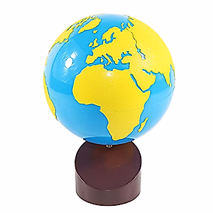 Gudong Montessori Geography Materials Globe of World Parts/ Continents Preschool Early Educational Equipment Kids Culture Learning Toys Know World Globe (Yellow)