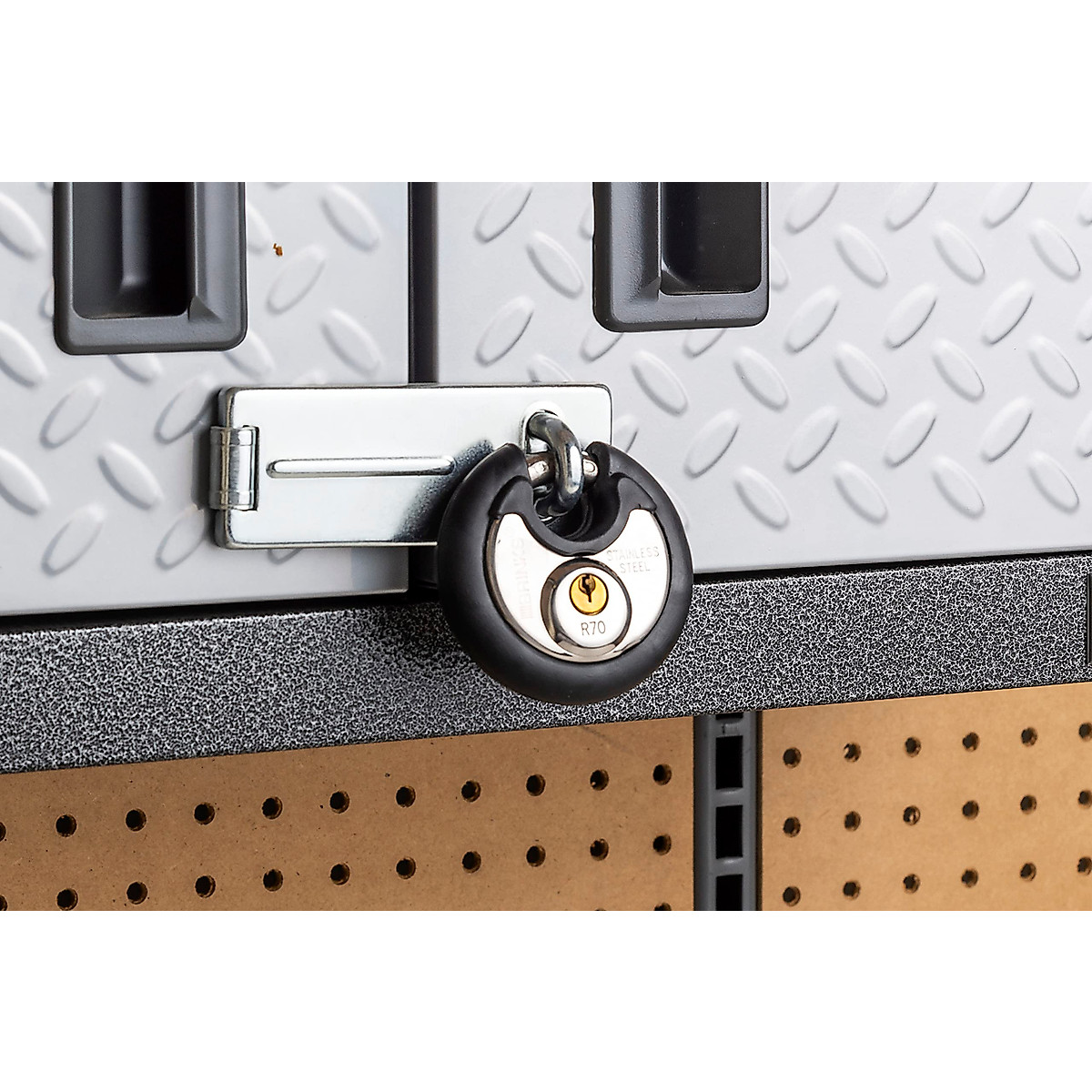 BRINKS Heavy Duty Padlock & Key 2 Pack- 70mm Stainless Steel Keyed Alike Commercial Discus Keyed Lock for Storage Shed, Garage, Locker, Sliding Doors, Cabinets & More Round with Steel Shackle, Black