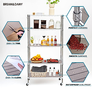 BRIAN & DANY Wire Shelf Liner 14" X 30", Heavy Duty Shelf Liners for Wire Shelving, Waterproof Protector Mats, Set of 5, Charcoal