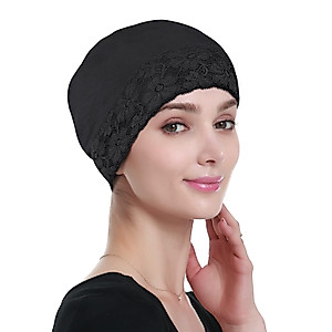 Alnorm Chemo Scarves for Women Sleep Hats for Cancer Patients Black