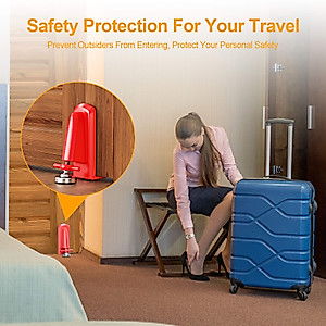 Door Stoppers Security - Portable Door Jammer for Travel Security Anti Theft, Apartment Hotel Door Lock - Protection for Homeowner and Children, Lockdown Device for Women Safety Self Defense (Red)