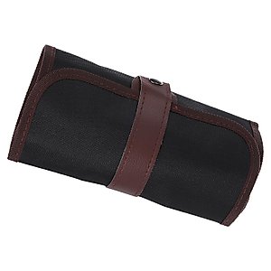 PATIKIL Handmade 24 Slots Roll Up Pencil Case, Oxford Cloth Pencil Wrap Pouch Pen Holder Organizer for Artist Drawing Coloring Sketching, Brown/Black