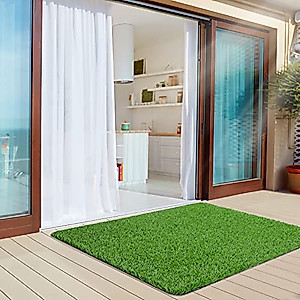 LINLA Artificial Grass Door Mat，42x35 Inches Outdoor Rug Synthetic Fake Dog Grass Mat Turf Waterproof Durable Doormat for Indoor Entryway, Outside Patio, Lawn, Garden
