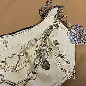 Goth Purse Gothic Purse Aesthetic Purse Goth Bag for Women PU Purse Shoulder Bag for Women Y2K Fashion (Black)