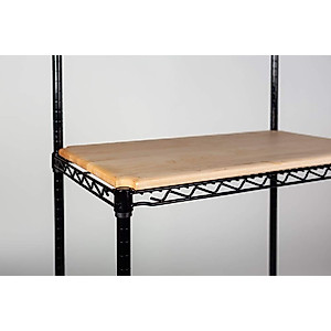 Omega 18" Deep x 42" Wide x 74" High Deluxe Black Bakers Rack with Top Shelf & Butcher Block