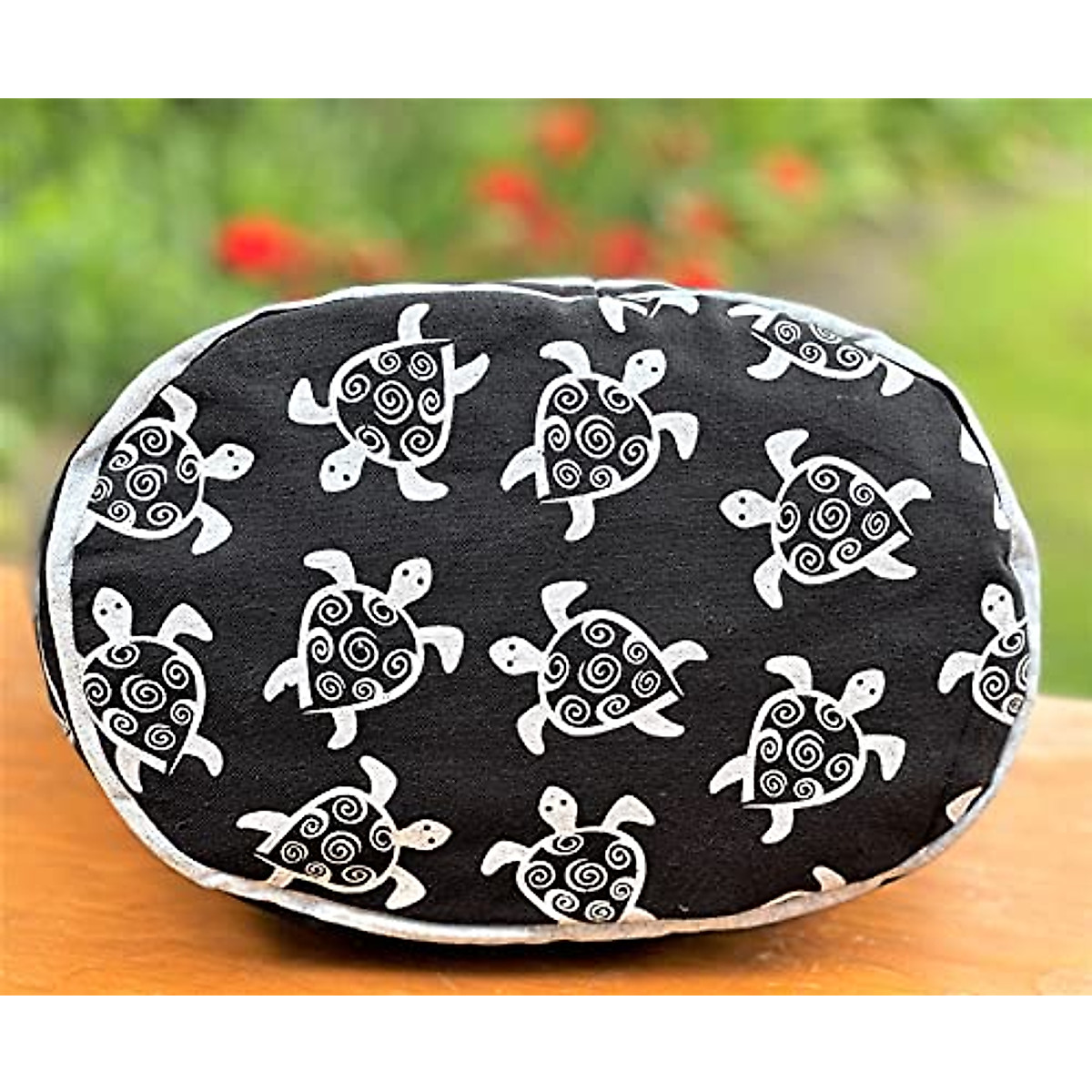 Fully Lined Sea Turtle Crossbody Sling Bag - Front Zippered Pocket - Handmade Bohemian Thai Hippie hobo Shoulder Cotton Purse - Medium - Black and White (Black and White)