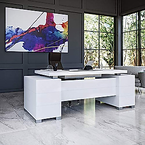 ZURI Forbes Genuine Leather Aluminum Base High Back Executive Chair - Dark Brown